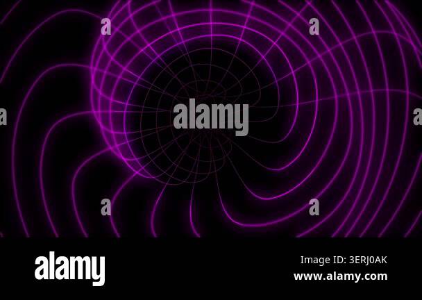 Minimal thin fluorescent spiral in endless rotation. Shiny swirl in ...