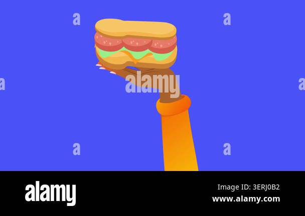 Sandwich Floating Above Girls Hand Animation Mockup for Video Template ...