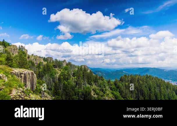 High rocky wild mountain range of Rhodope Mountains covered with ...