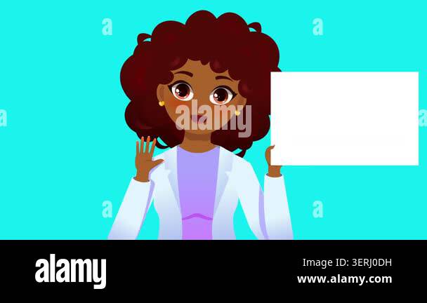 Smiling anime doctor holding blank white paper. Medical advertising ...