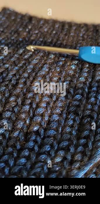 Blue textured crocheted fabric with chunky yarn with crochet hook 4mm ...