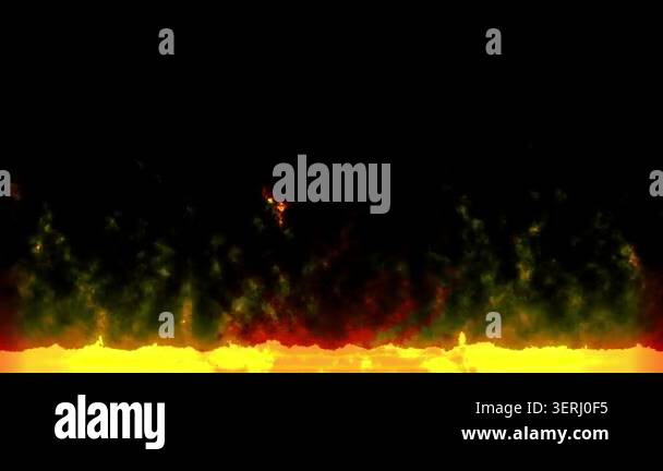 Realistic fire moving along bottom edge on black background. Flame ...
