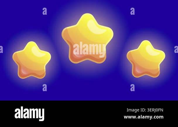 Cute three star rating animation. Cartoon style review icon floating in ...