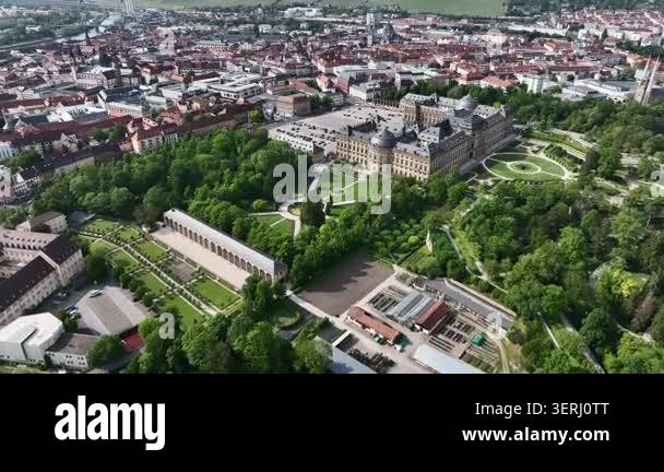 Wurzburg Historical Center, Wuerzburg Residence Aerial Drone shot at ...