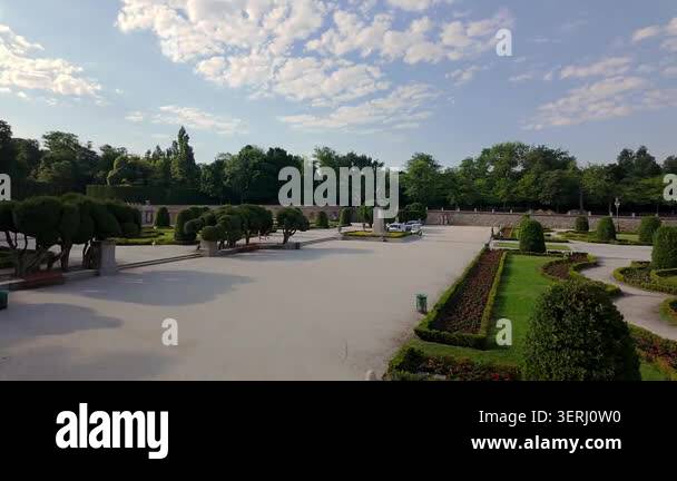 Parterre Park with unique and special trees in the Retiro Park in ...