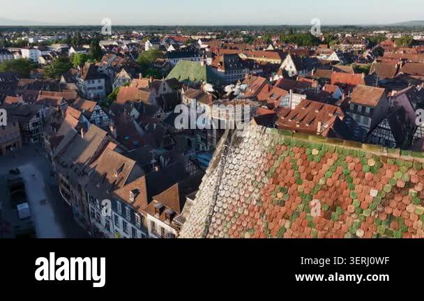 Storks Family on the Roof ofOld Historic Cathedral in Colmar, France ...