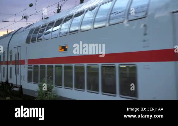 The Fast speed ICE Train moves by tht Hohenzollern Bridge in Cologne ...