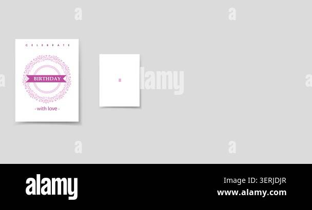 Set of birthday greeting cards. Cute postcards with gift, cake and ...