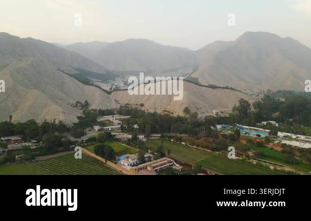 Panoramic view of Cieneguilla residential district from a drone, autumn ...
