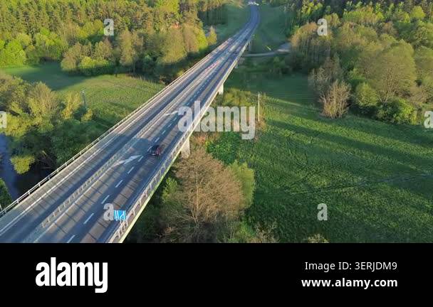 Aerial View of Road Markings and Highway in Countryside 4K ProRes Stock ...