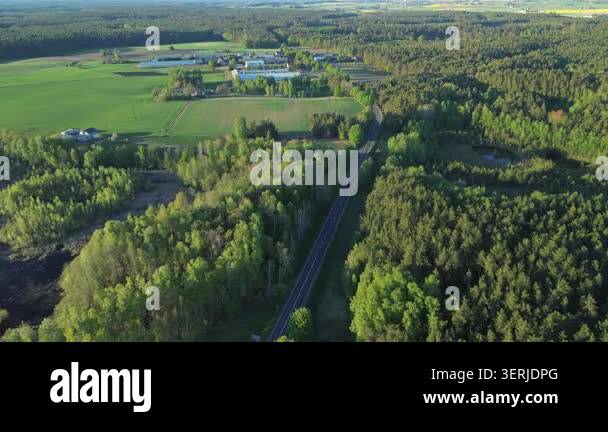 Aerial View of Road Markings and Highway in Countryside 4K ProRes Stock ...