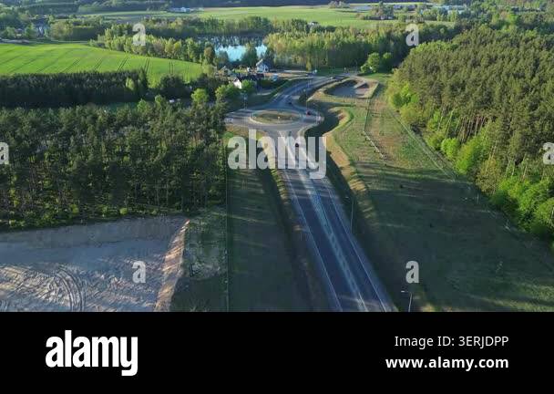 Aerial View of Roundabout and Roads in Bratian 4K ProRes Stock Video ...