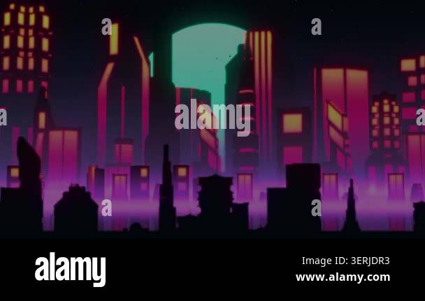 neon city night with neon light Stock Video Footage - Alamy