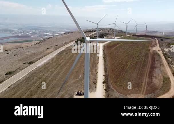 wind turbines in the field Stock Video Footage - Alamy