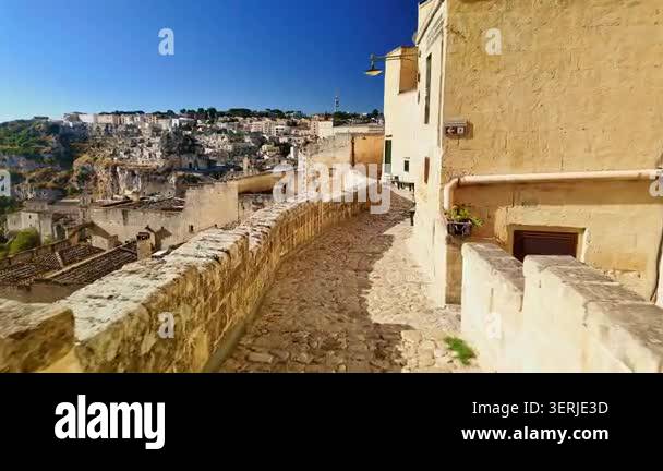 Matera old town in Basilicata, Italy. Prehistoric Sassi cave dwellings ...