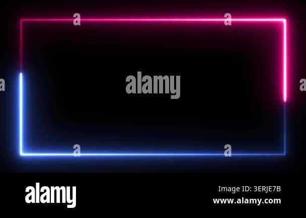 neon glowing rectangle frame on black background Stock Video Footage ...