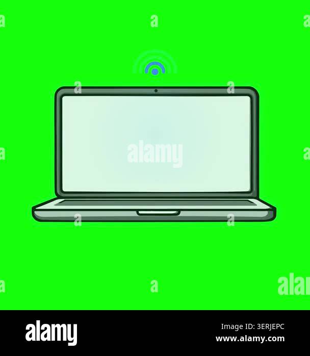 Clean graphic of a portable laptop computer with an active wireless ...