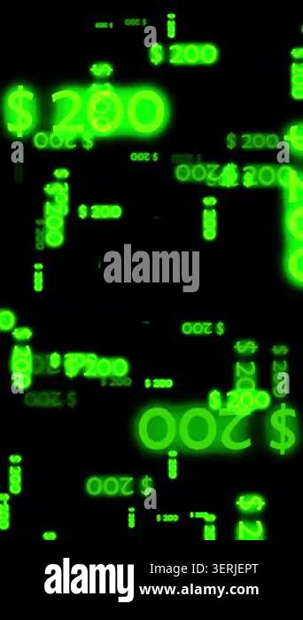 vertical flying money animation for the concept of stock market and ...