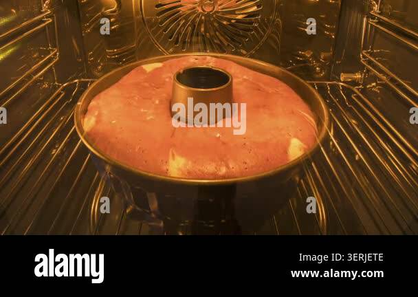 Tasty pie in oven. Timelapse of homemade pie baked. Baking concept ...