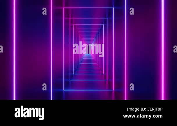 empty futuristic sci - fi neon lights with glowing purple purple and ...