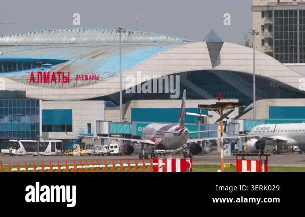 ALMATY, KAZAKHSTAN - MAY 10, 2024: A FlyArystan Airbus A320 taxis on ...