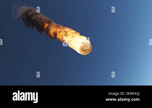 3D animation of a meteorite burning up in the atmosphere of a planet ...