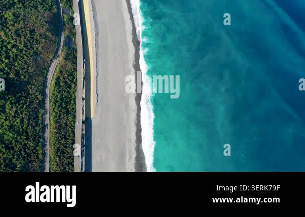 Aerial view of the coast and highway, Taiwan Stock Video Footage - Alamy