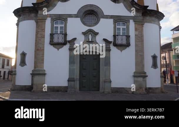 Facade of Our Lady of Oliveira Mother Church in Brazil. Historic sacred ...