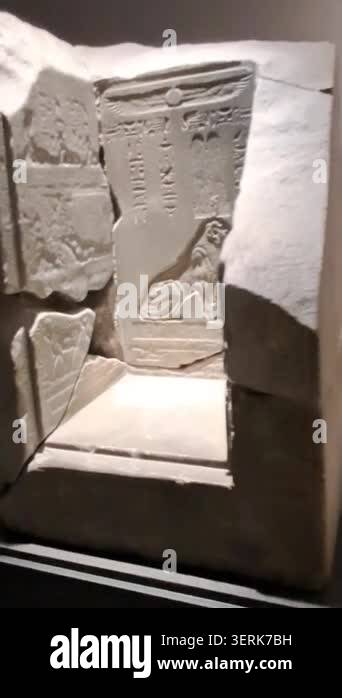 Ancient stone Naos with a couchant lion relief at Graeco-Roman Museum ...