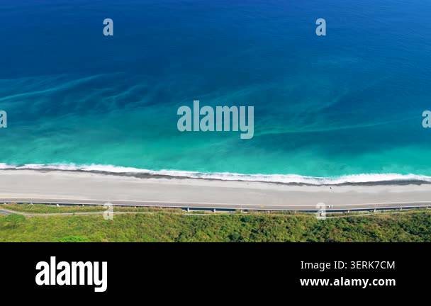 Aerial view of the coast and highway, Taiwan Stock Video Footage - Alamy