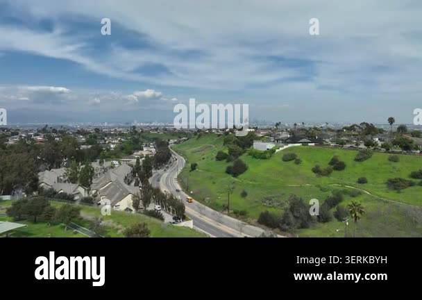 Los Angeles and Stocker St from Baldwin Hills Aerial Shot Elevate ...