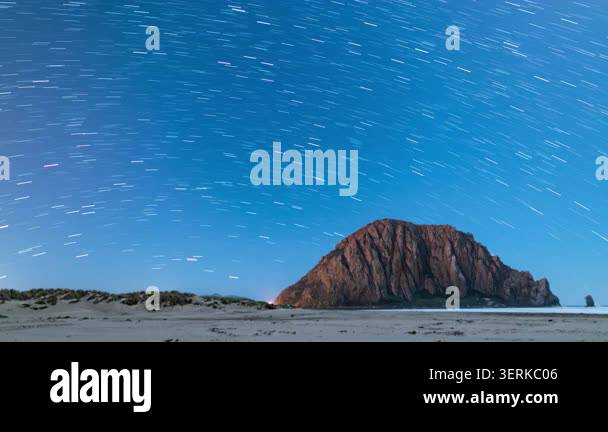 Star Trails Over Morro Rock and Pacific Ocean Astrophotography Night ...