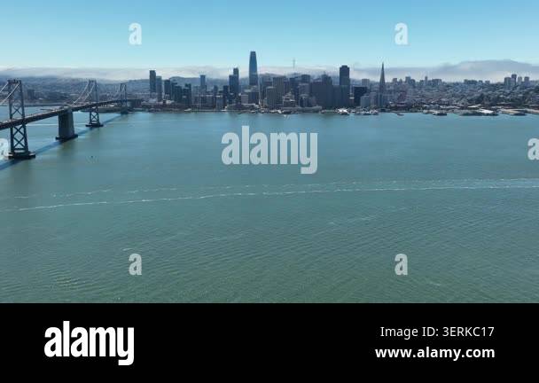 San Francisco Bay Bridge and Downtown R California USA Stock Video ...