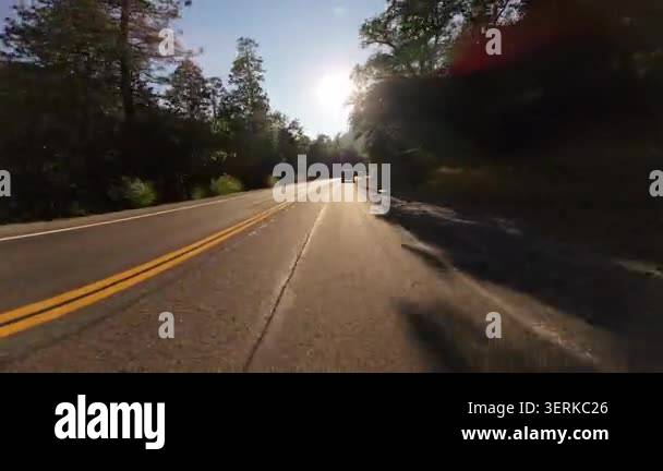 North California Eldorado National Forest Highway 05 Front View Driving ...