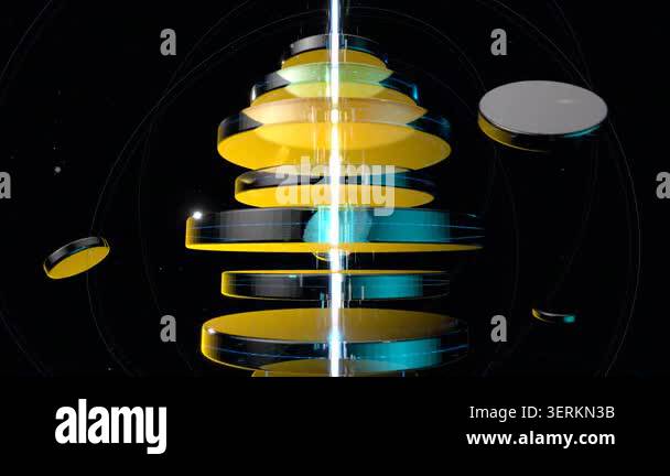 A centralized view of glowing energy nodes aligning vertically within a ...