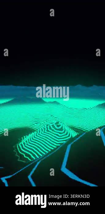 A seamless looping 3D animation featuring an abstract metallic canyon ...