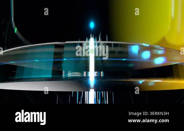 An internal, immersive perspective looking outward through curved data ...