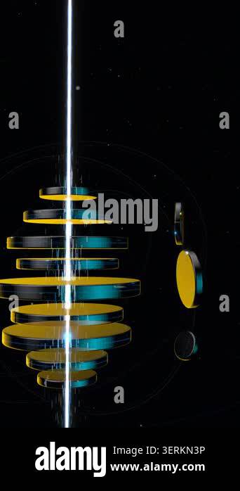 A stylized right-offset vertical perspective of rotating cylindrical ...