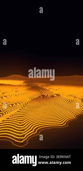 A seamless looping 3D animation featuring an abstract metallic canyon ...