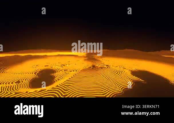 A seamless looping 3D animation featuring an abstract metallic canyon ...
