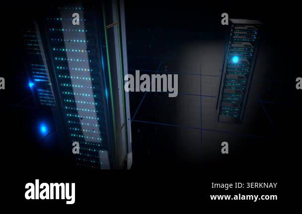 Peering into the depths of a secure data vault. The interplay of light ...