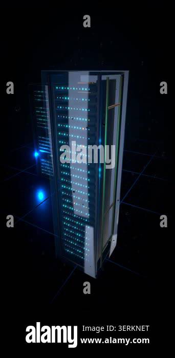 Peering into the depths of a secure data vault. The interplay of light ...