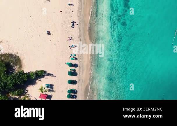 Aerial view of Friar's Bay Beach on the French side of Saint Martin ...