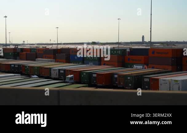 Chicago IL USA. 20 may 2026. view from car of a large shipping ...