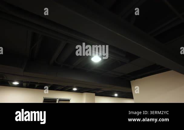 Element of ceilings after the renovation of basement, move wide camera ...