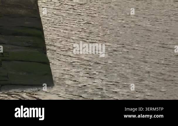 Gentle waves and ripples forming on the surface of a river as the ...