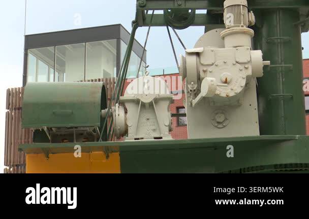 Industrial motor and gear mechanism of a historic shipyard crane ...