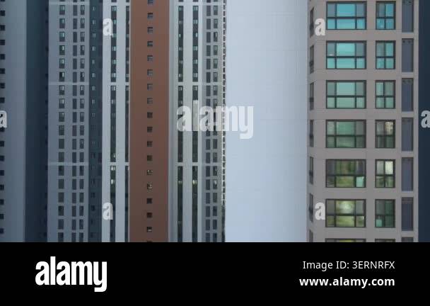 The modern residential apartment complex close-up, front view Stock ...