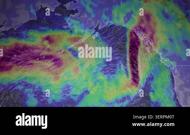 Hurricane Tracking Screen Over Atlantic and USA Coast camera shot of ...