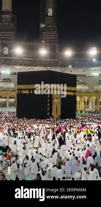 Muslims revolve around the Kaaba, Pilgrims circumambulate and pray the ...